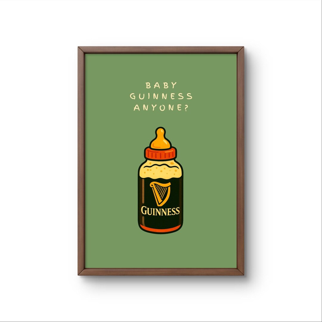 Funny Guinness Baby Bottle Art Print | Irish Pub Decor - Etsy