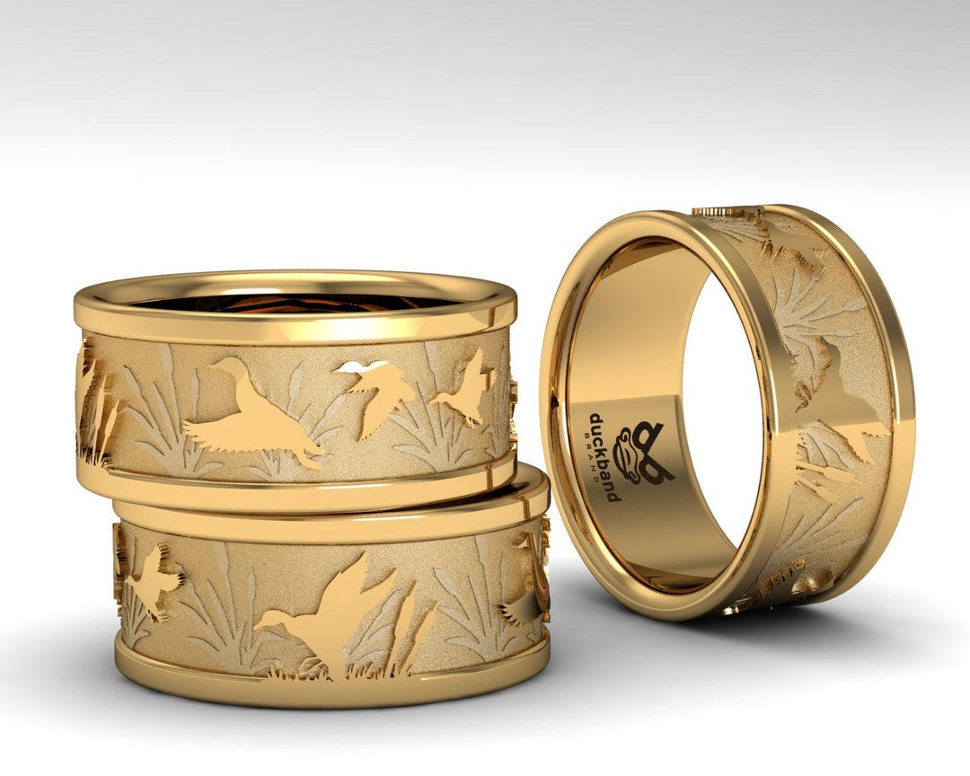Gold Flying Duck Wedding Ring - Etsy
