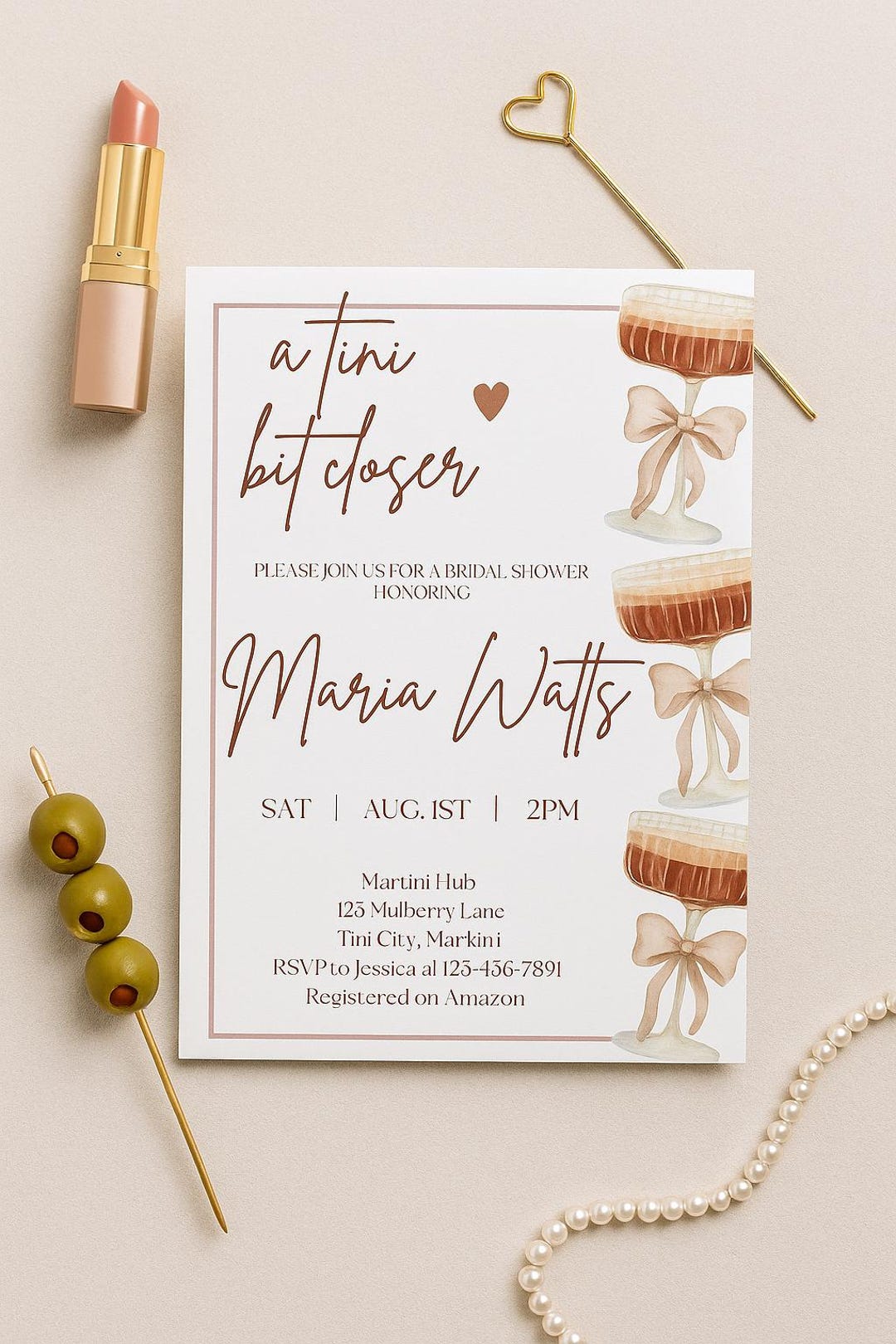 A Tini Bit Closer Bridal Shower Invitation | Luxe Cocktail Design ...