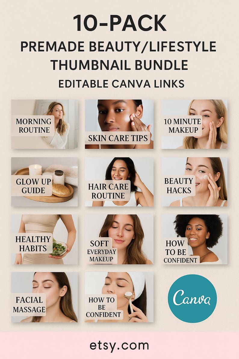 Feminine Youtube Thumbnail Templates: Minimalist Design for Canva ...