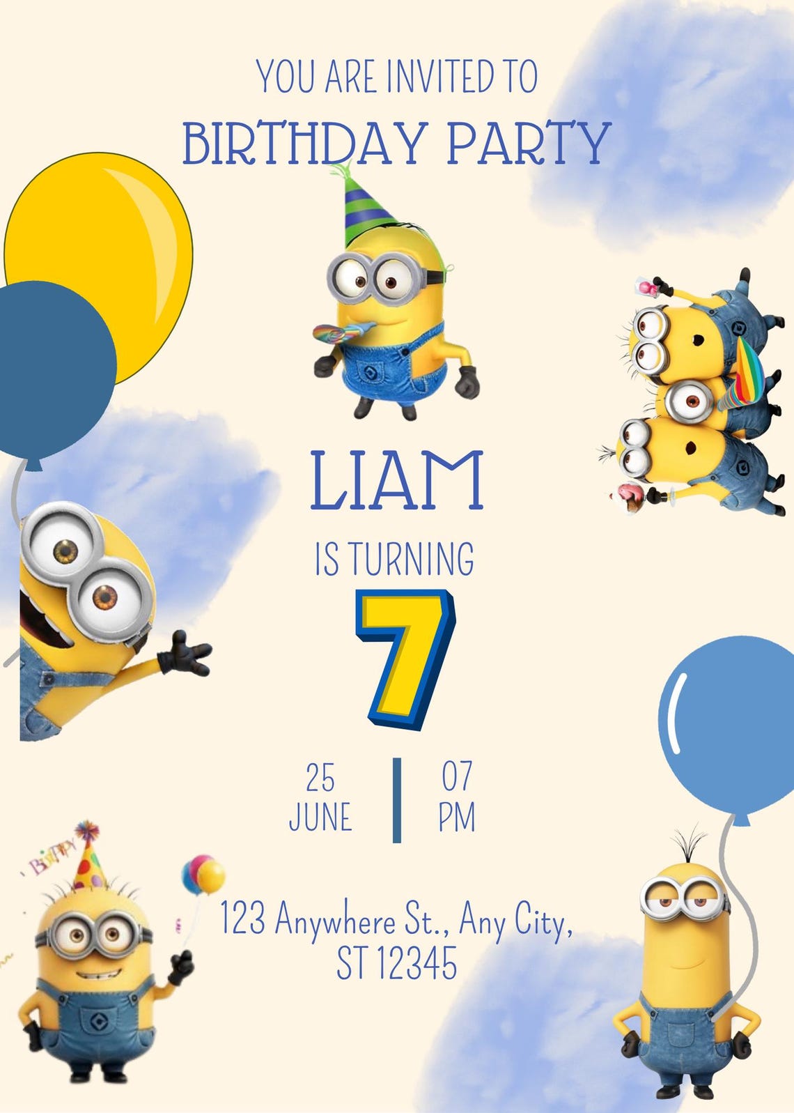 Minions Birthday Invitation | Editable Digital Template | Yellow Party ...