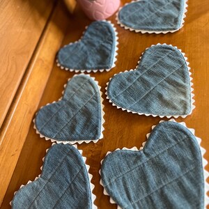 Heart Shaped Red Gingham Coasters, Gingham and Denim Repurposed, Retro Style Coasters - Etsy