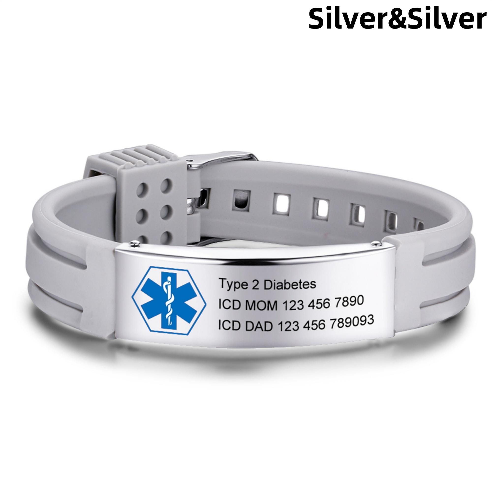 Custom Medical Alert Bracelet,personalized Silicone Waterproof Sport ...