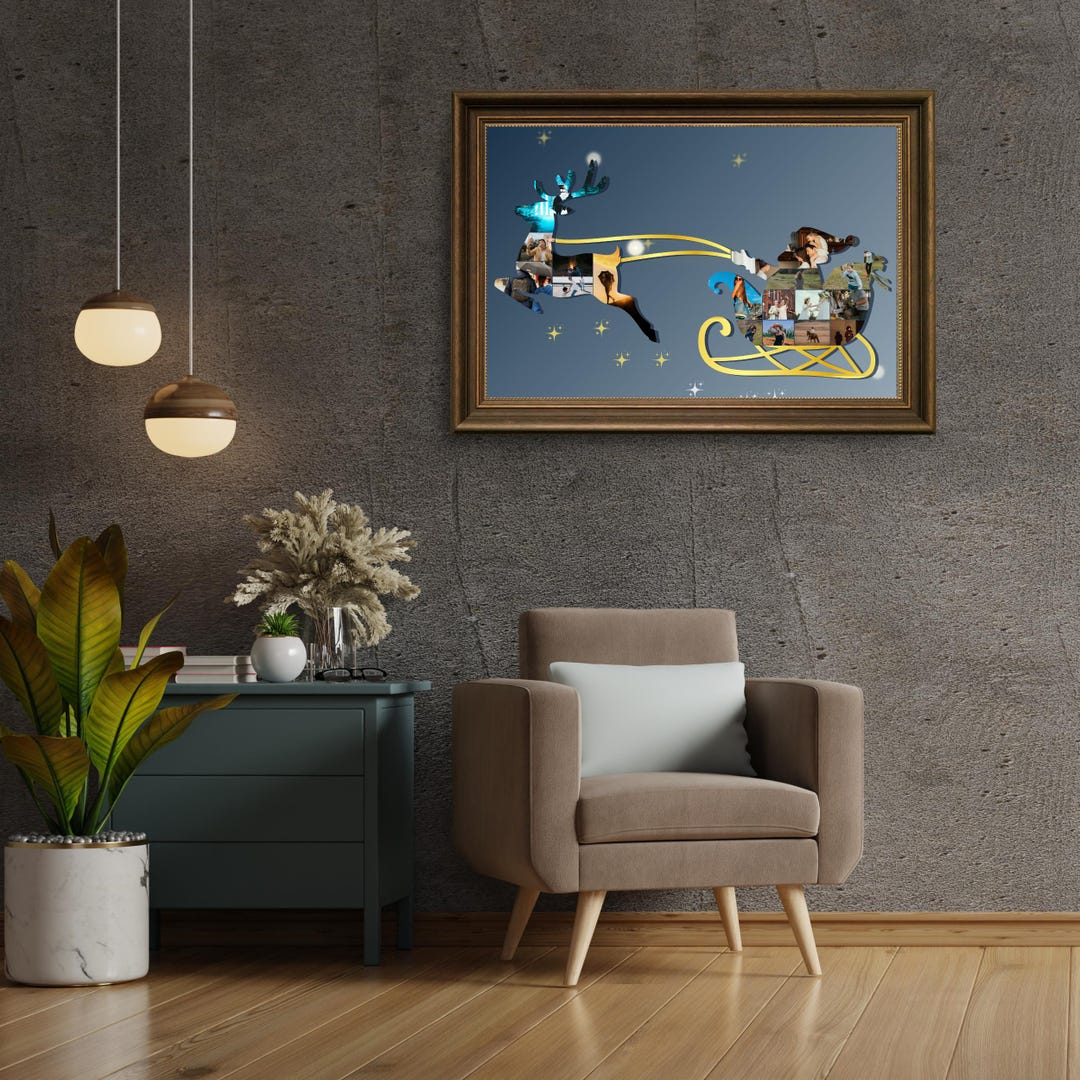 Editable Reindeer Collage Template | Christmas & New Year Wall Art ...