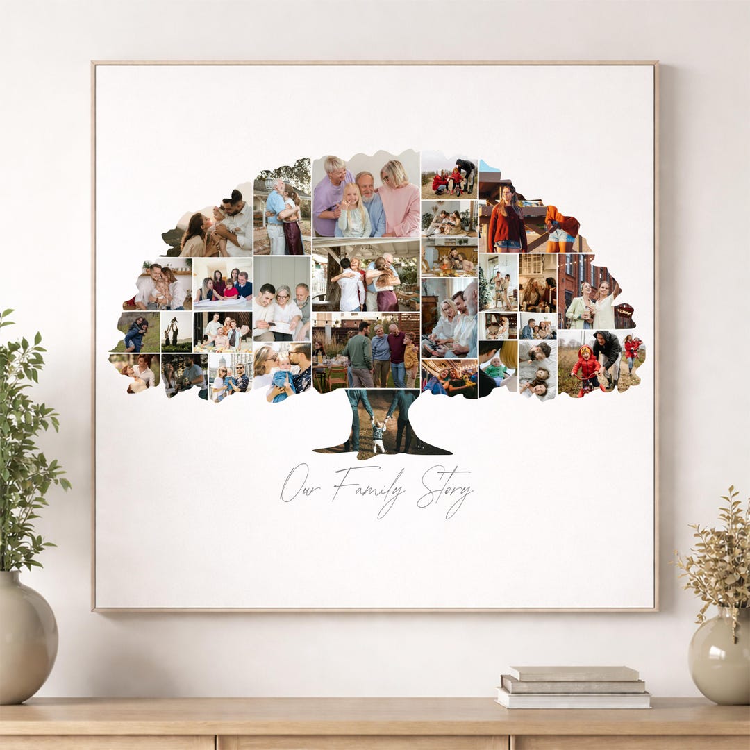 Family Tree Photo Collage Canva Template | Printable Family Wall Art ...