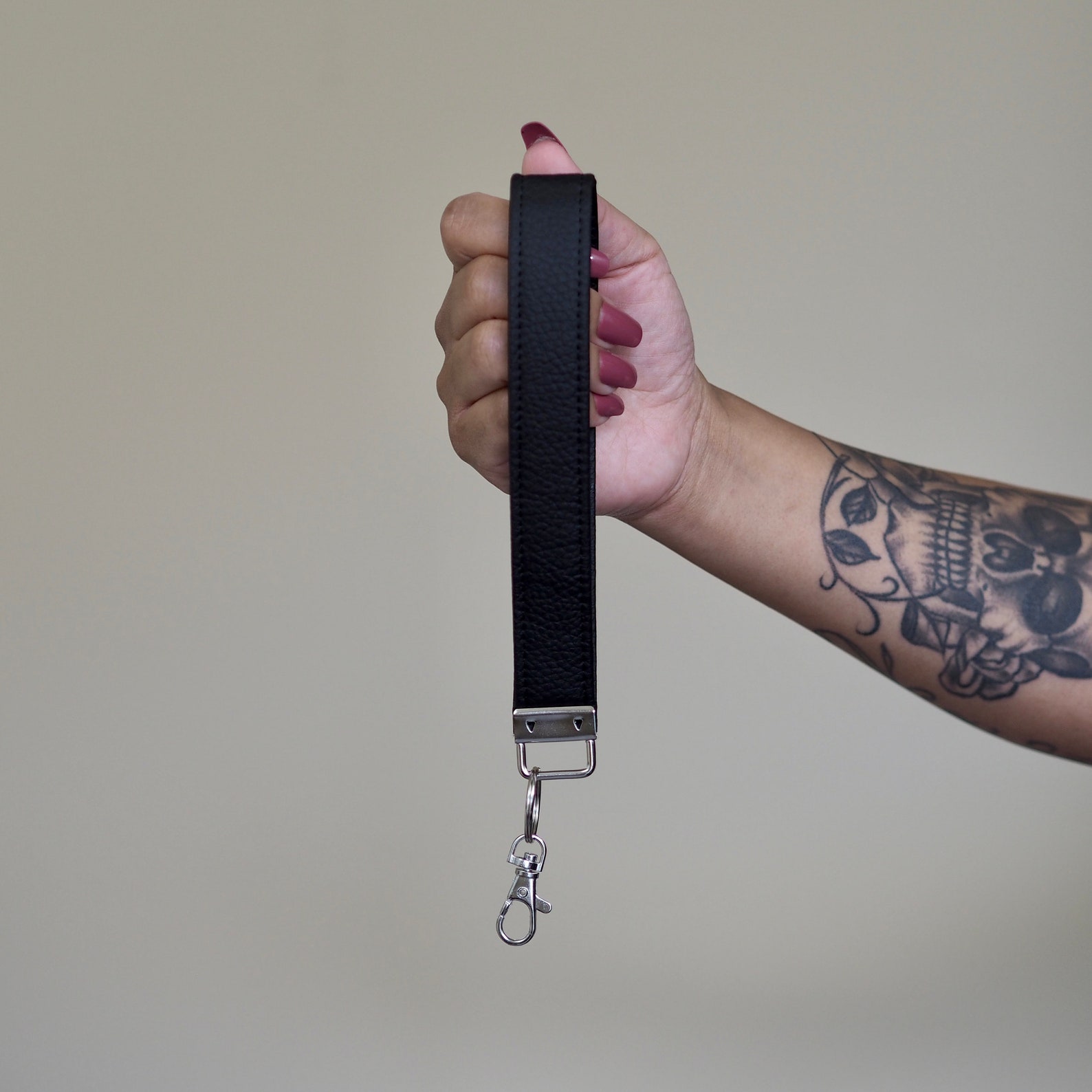 Black Vinyl Key Fob Wristlet Strap Silver Hardware With Key - Etsy