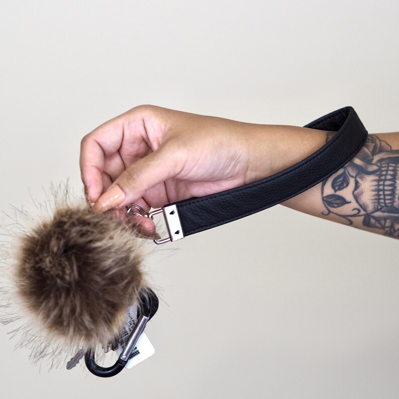 Black Vinyl Key Fob Wristlet Strap Silver Hardware With Key - Etsy