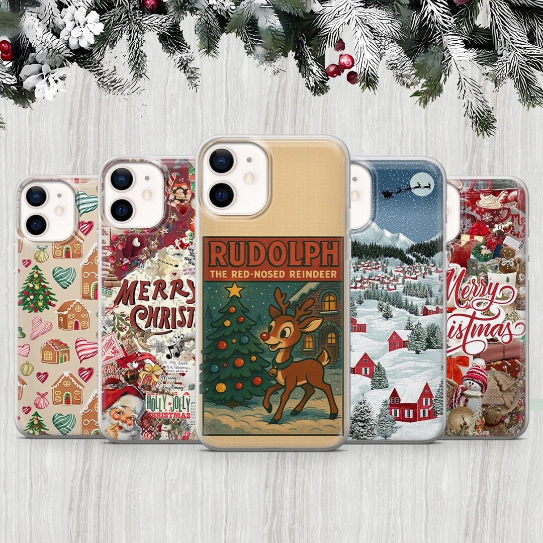 Vintage Christmas Phone Case Retro Rudolph & Santa Cover for iPhone 17 ...