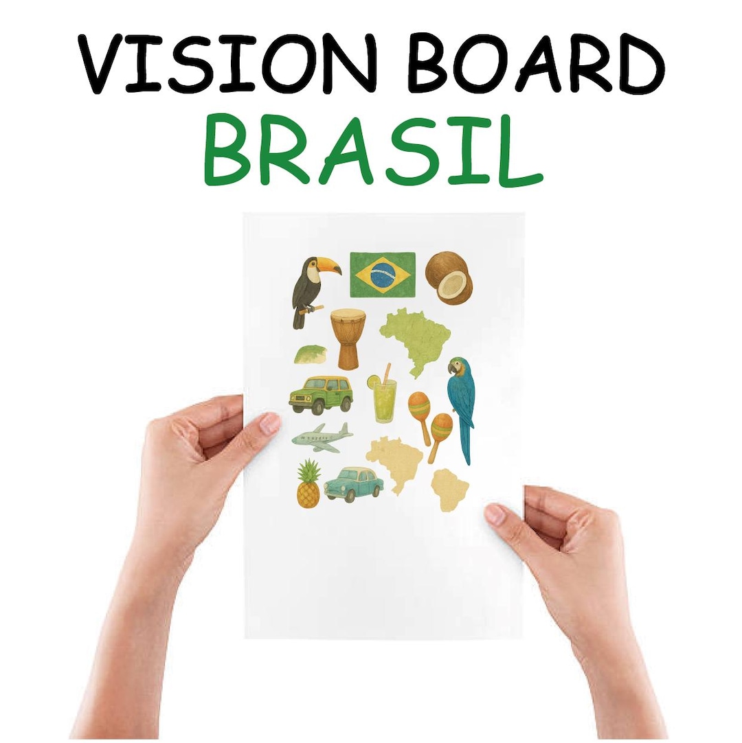 Brazil Vision Board PDF With 40 Elements | Tropical Vintage Collage ...