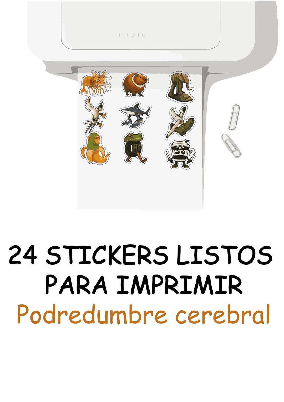 24 Brain Rot Stickers – 2 Printable PDF Sheets | Digital Download - Etsy