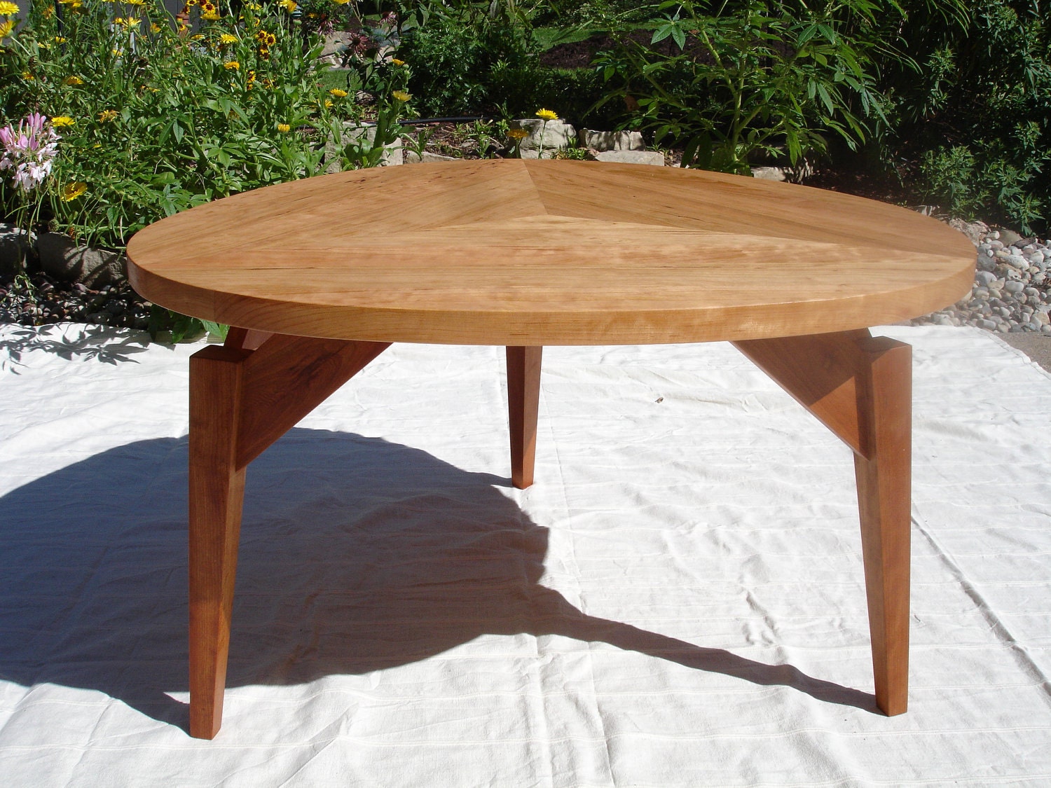 Mid Century Modern Styled Triangular Cherry Coffee Table - Etsy