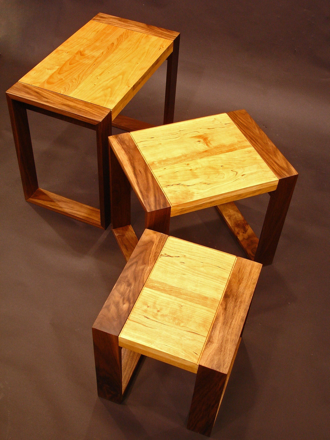 Cherry and Walnut Nesting Tables or Stools. - Etsy