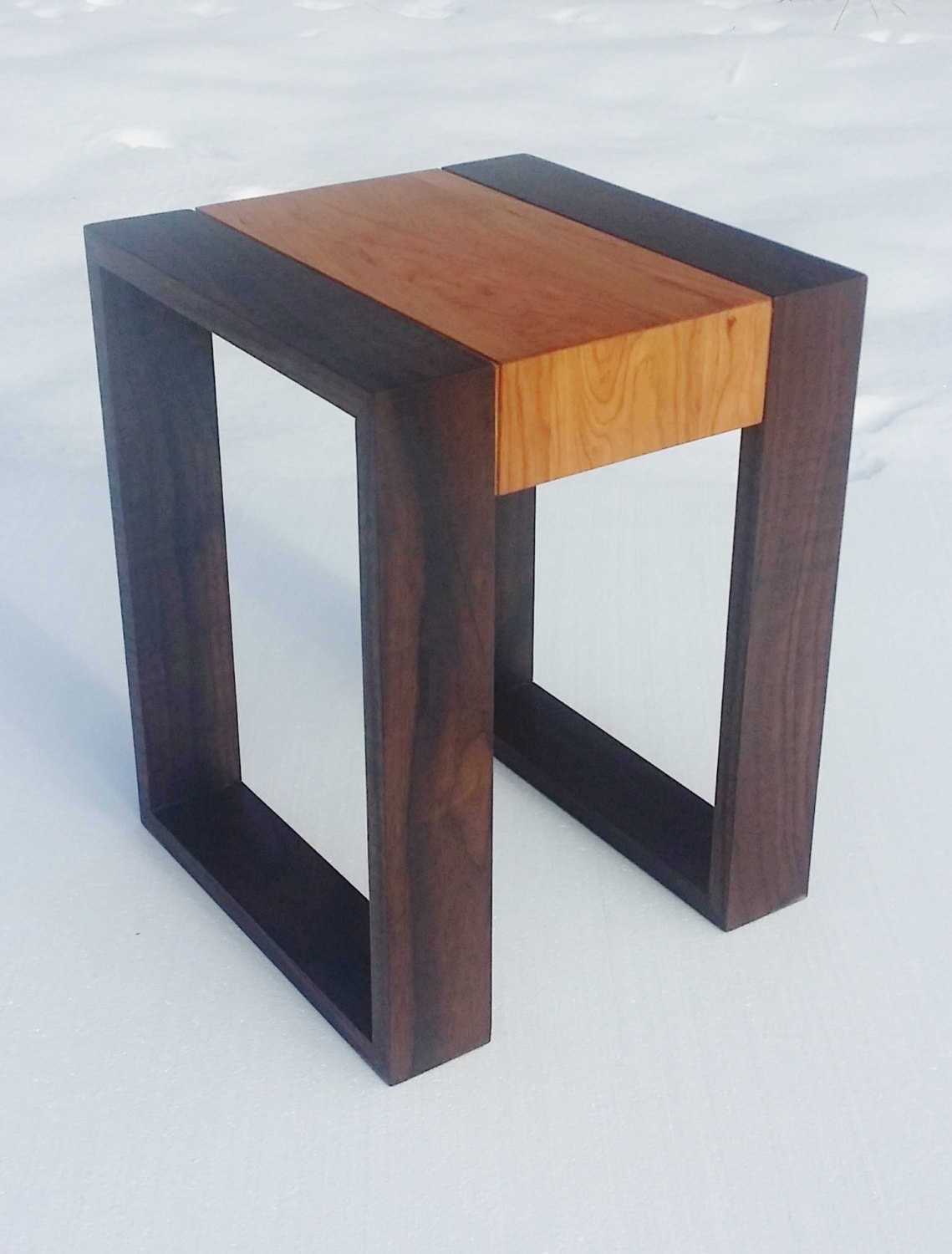 Small Modern Cherry Walnut Stool / Table - Etsy