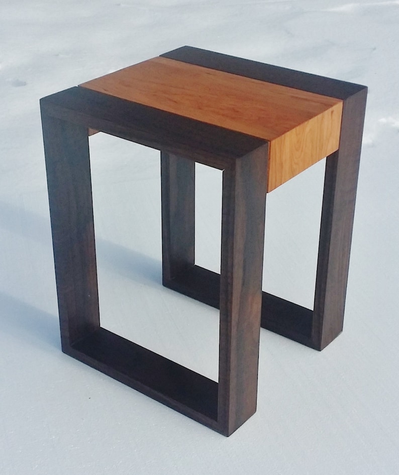 Small Modern Cherry Walnut Stool / Table - Etsy