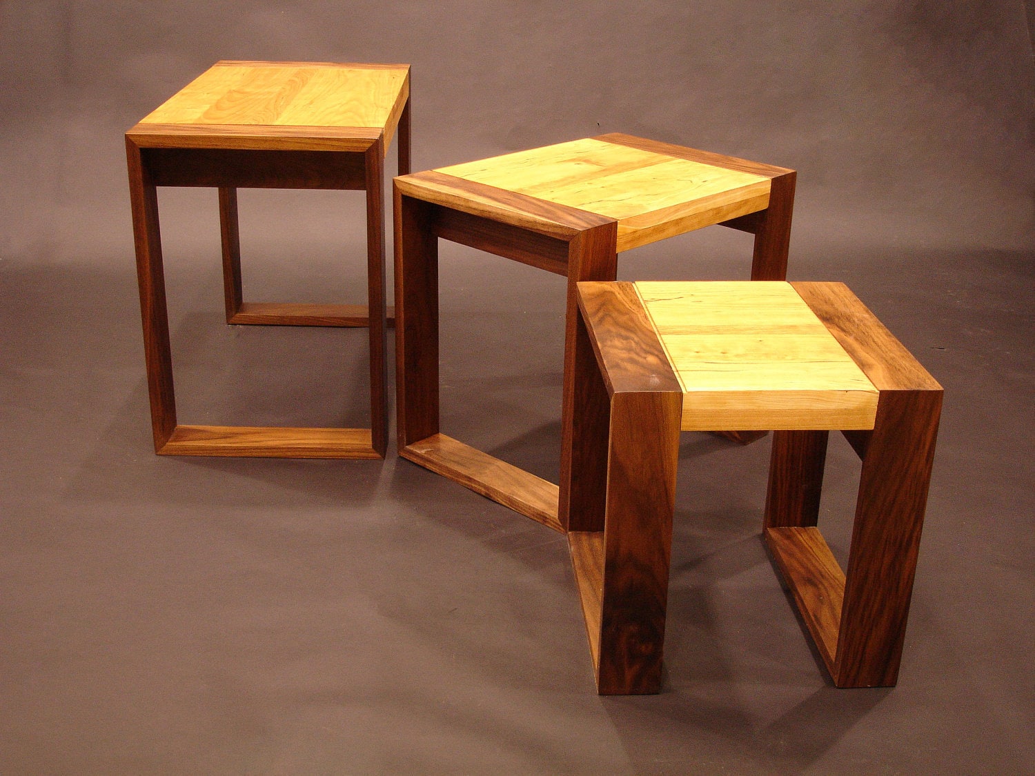 Cherry and Walnut Nesting Tables or Stools. - Etsy