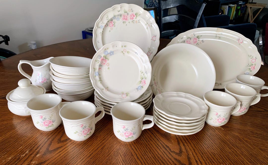 Vintage Pfaltzgraff Tea Rose Pattern Stoneware- Service for 6 - Etsy
