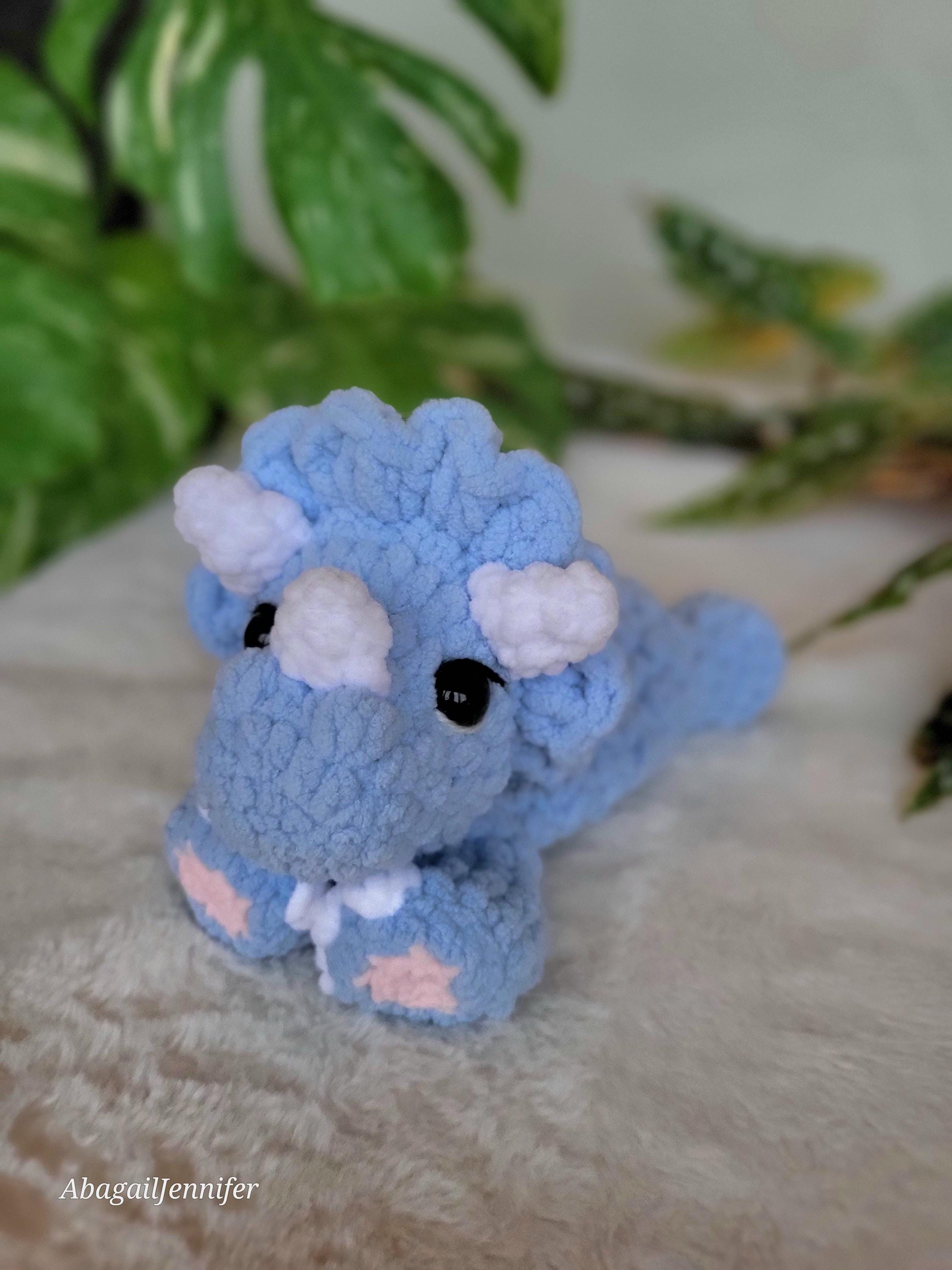 Crochet Dinosaur Snuggler Pattern: No Sew Plushie Triceratops Dino (PDF ...
