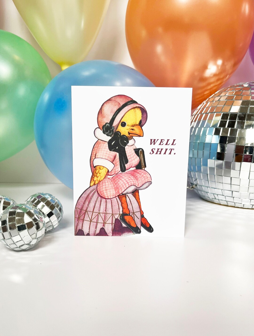 Cute Vintage Duckling in a Dress Card - Well Shit Duck - Funny Sympathy ...