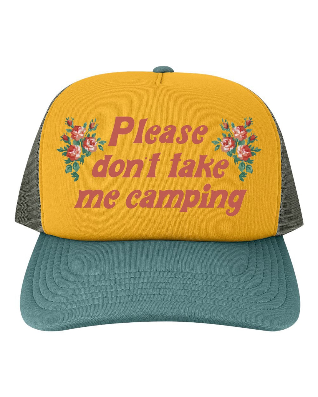 Funny Trucker Hat: Don't Take Me Camping, Retro Floral Baseball Cap ...