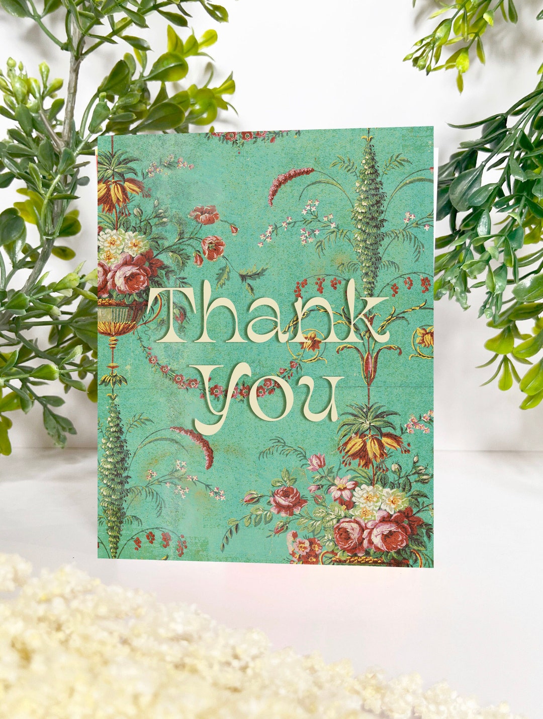 Floral Thank You Card: Victorian Maximalist Style - Etsy