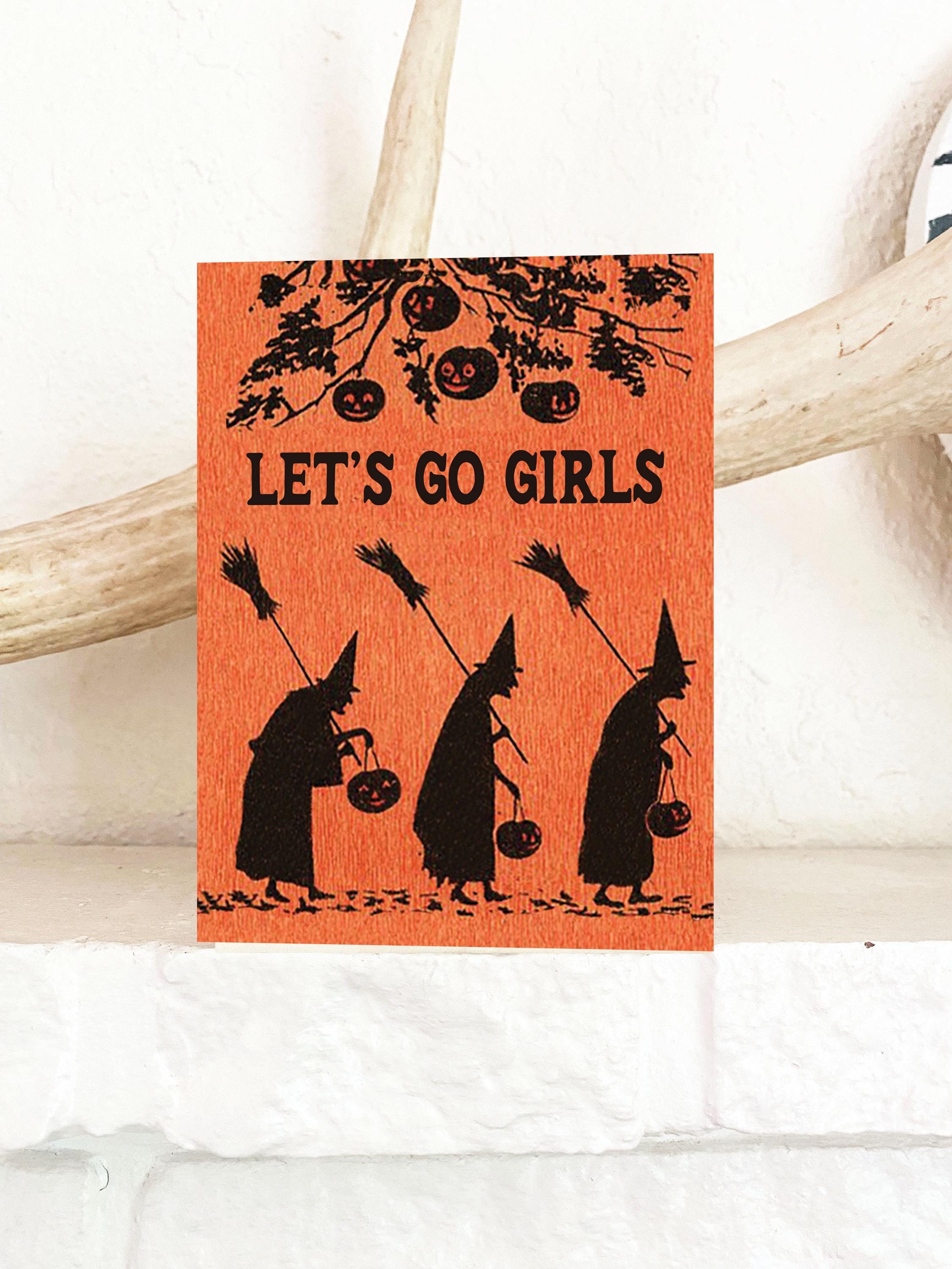 Funny Witches Card: Let's Go Girls Retro Halloween Friendship Card - Etsy