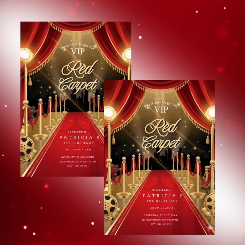 Hollywood Premiere Invitation: Red Carpet Glamour (printable) - Etsy