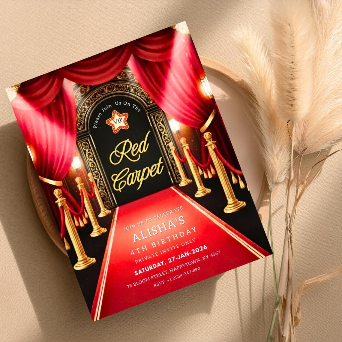 Hollywood Premiere Invitation: Red Carpet Glamour Party (printable) - Etsy