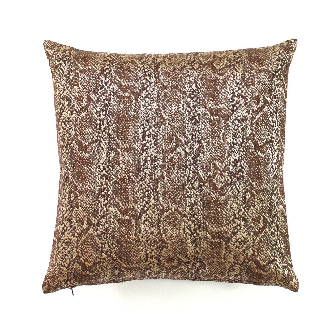 16x16 Brown Faux Snake Skin Upholstery Fabric Decorative Throw Pillow ...