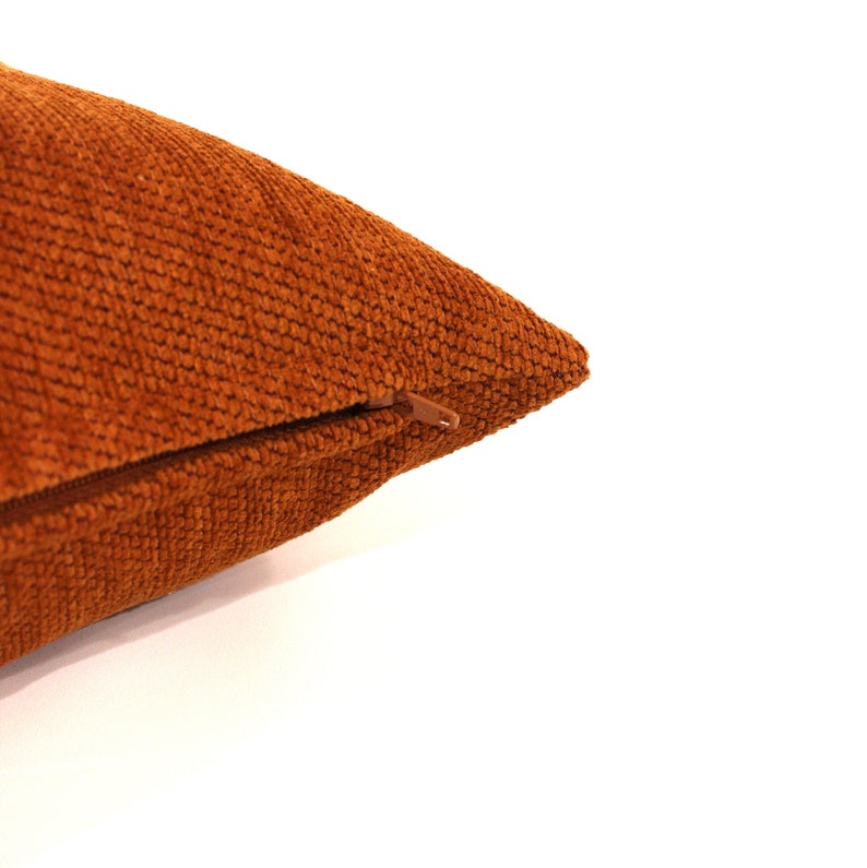 Lumbar Pillow Cover Rust Chenille Solid Upholstery Decorative - Etsy