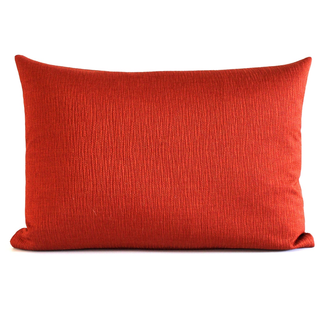 Lumbar Pillow Cover Tomato Red Solid Textured Upholstery Fabric ...