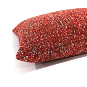 Lumbar Pillow Cover Berry Red Tweed Upholstery Fabric Decorative Oblong ...