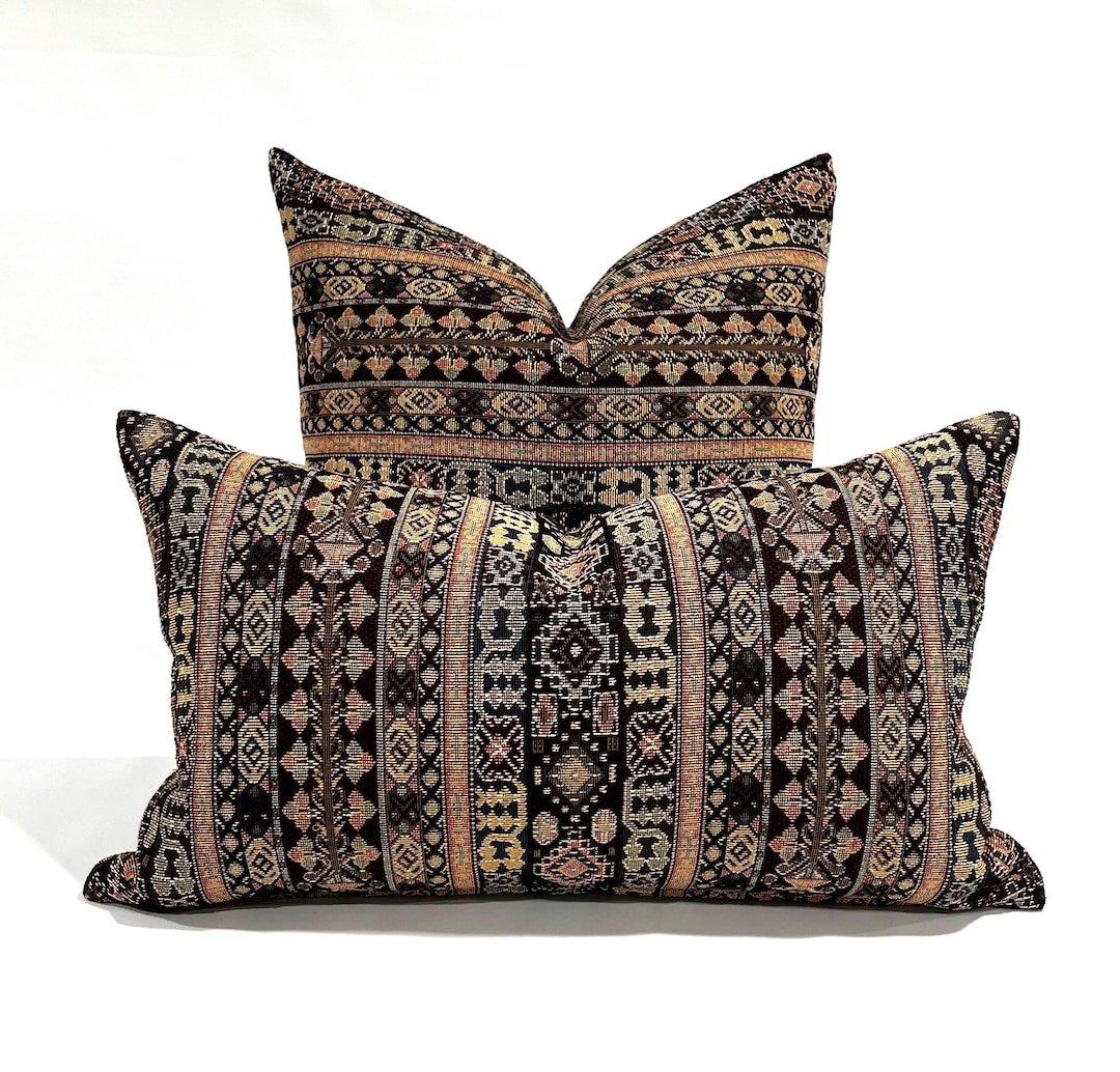 Boho Tapestry Throw Pillow Cover Colorful Striped Upholstery Fabric ...