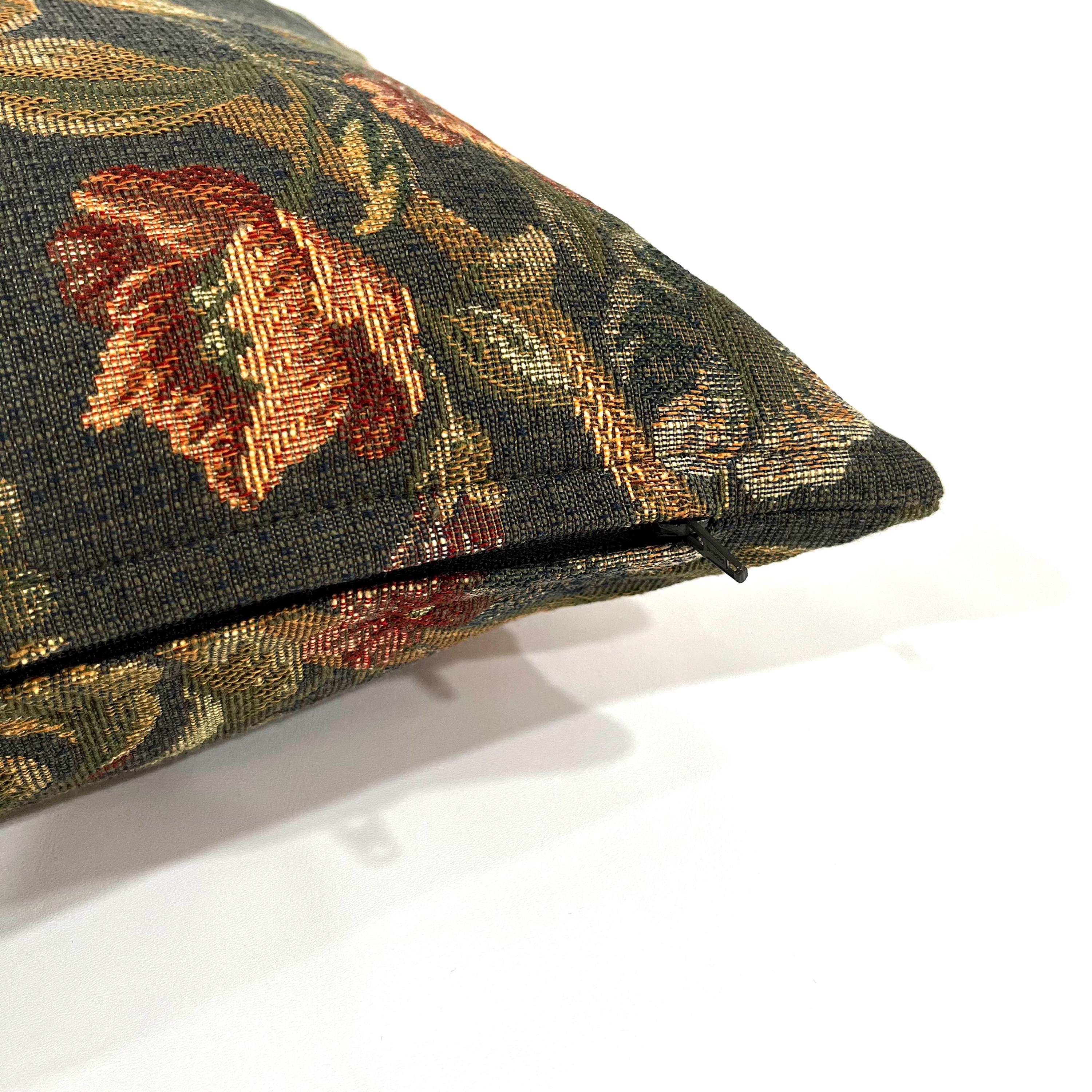 Tapestry Throw Pillow Cover Olive Floral Trellis Woven Upholstery ...
