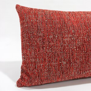 Lumbar Pillow Cover Berry Red Tweed Upholstery Fabric Decorative Oblong ...