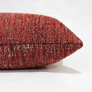 Lumbar Pillow Cover Berry Red Tweed Upholstery Fabric Decorative Oblong ...