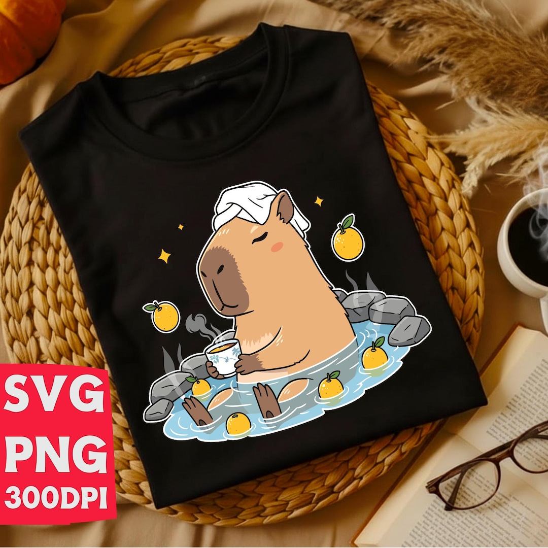 Kawaii Capybara Svg | Onsen Hot Spring Png | Cute Animal Cricut File ...