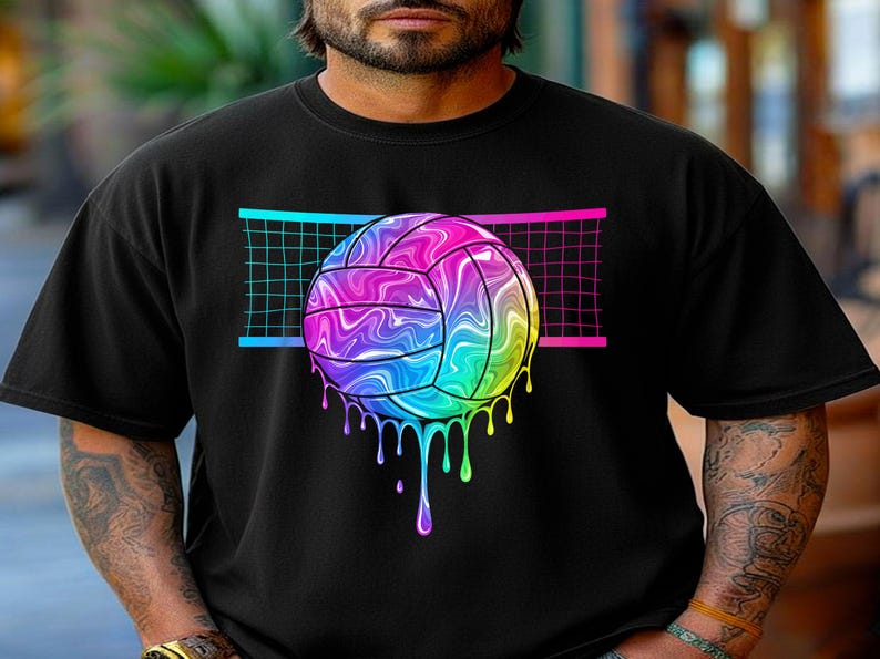 Dripping Rainbow Volleyball Svg | Psychedelic Png for Shirt | Trippy ...
