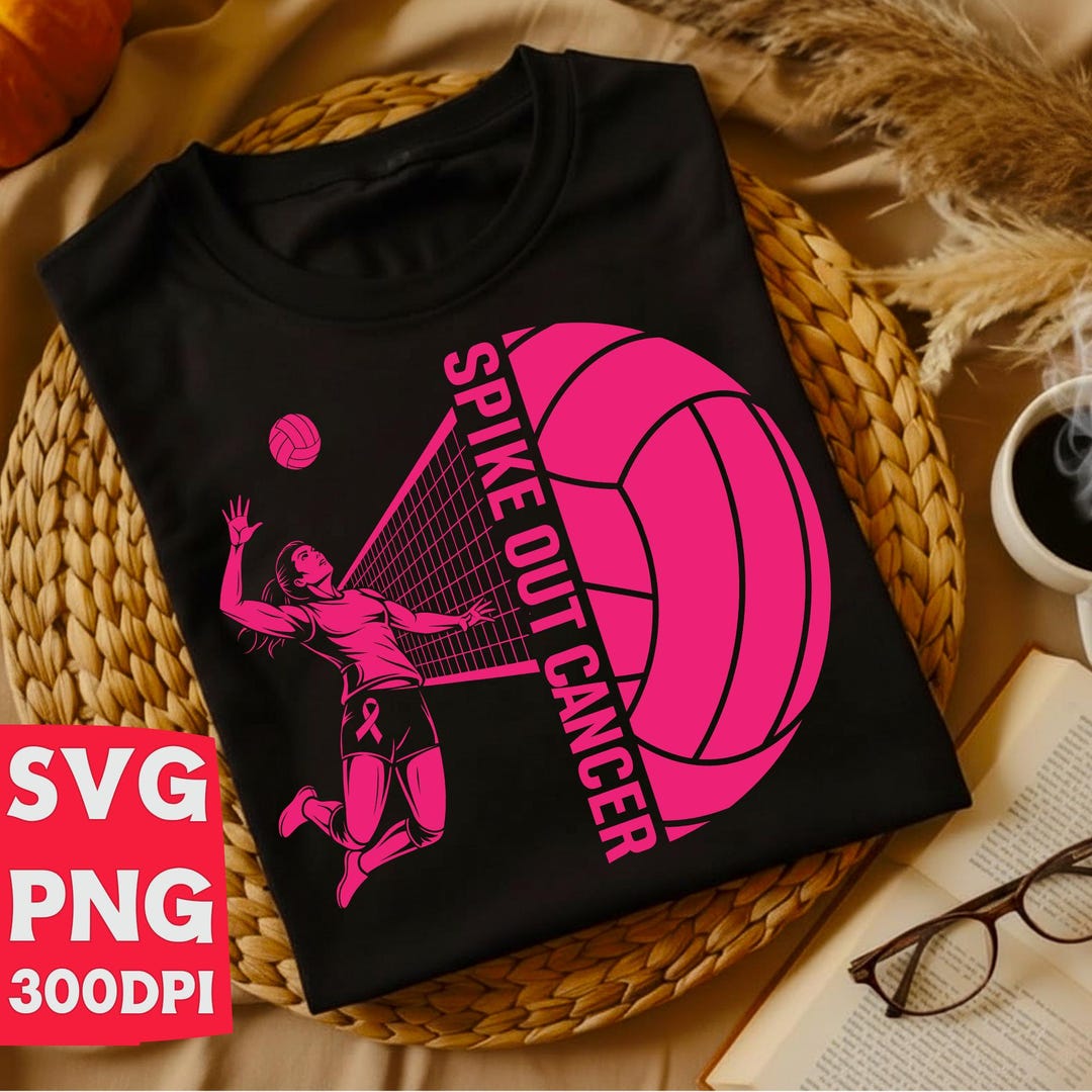 Spike Out Cancer SVG | Breast Cancer Awareness PNG | Volleyball Shirt ...