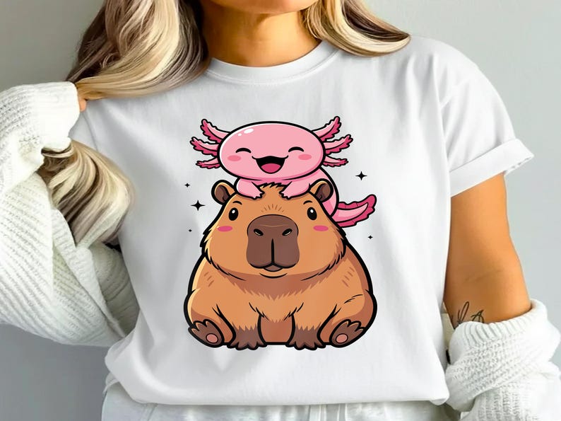 Capybara Axolotl Png | Cute Kawaii Best Friends Sublimation | Funny ...