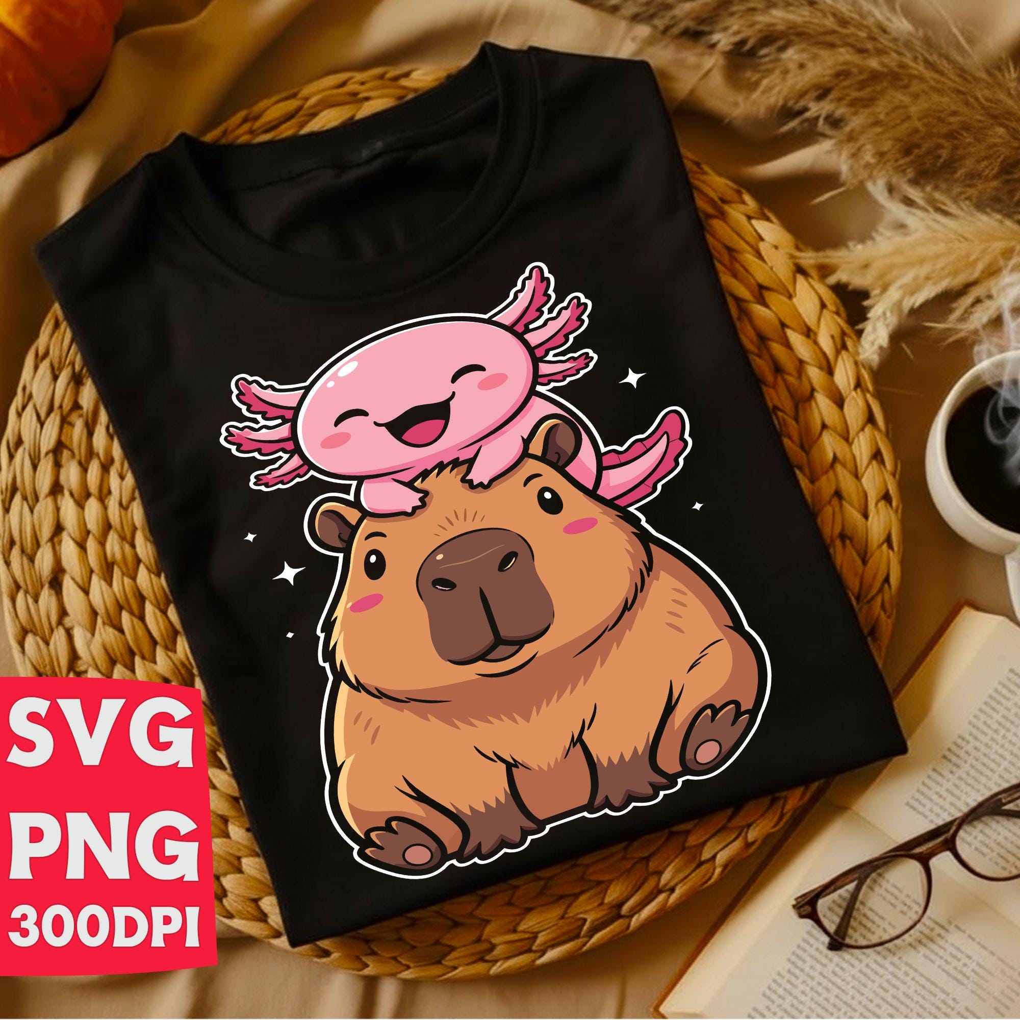 Capybara and Axolotl Svg | Kawaii Png for Shirt | Funny Animal Best ...