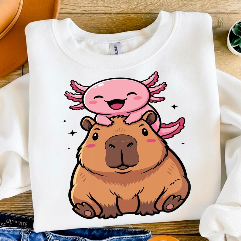 Capybara Axolotl Png | Cute Kawaii Best Friends Sublimation | Funny ...
