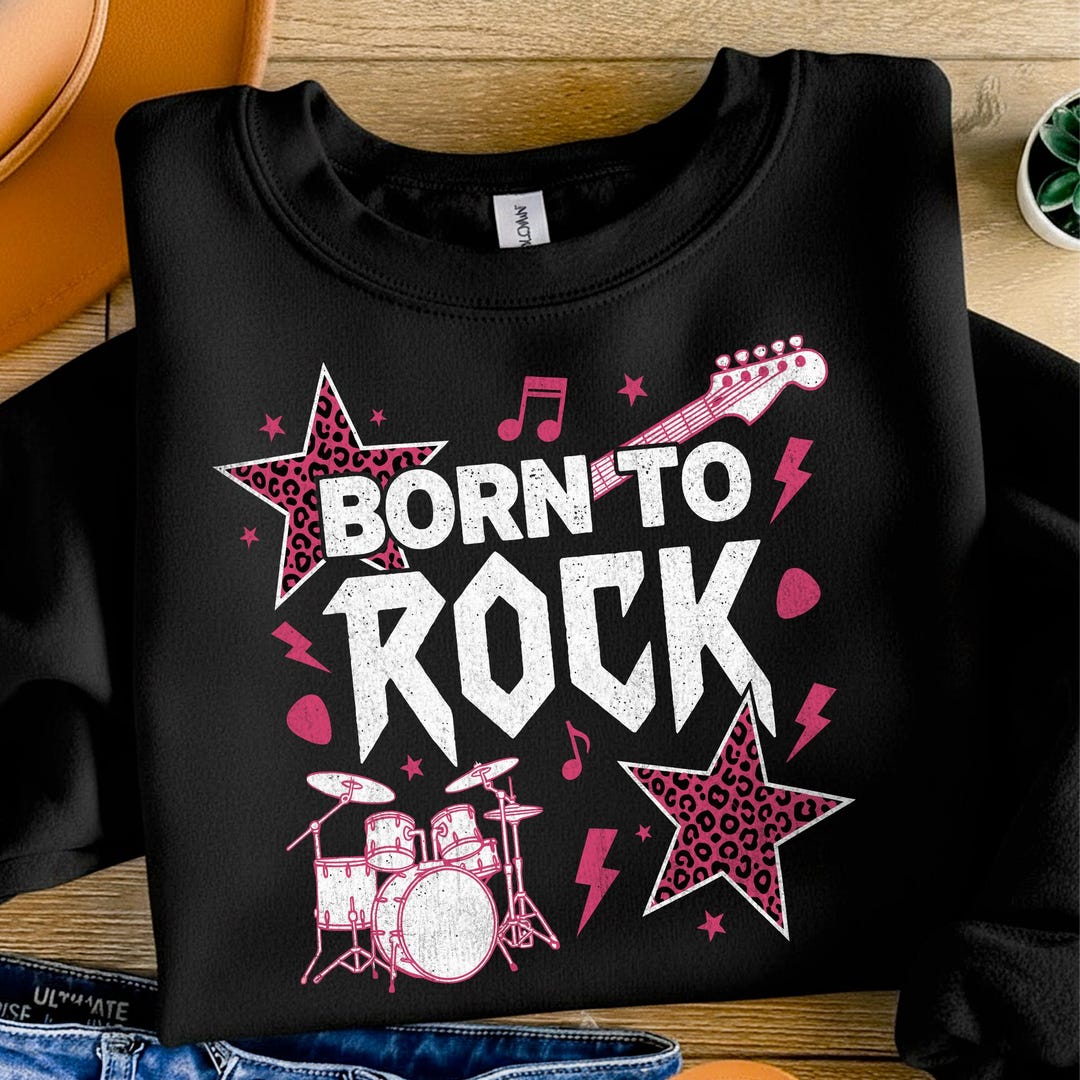 Born to Rock Png | Pink Leopard Star Music Sublimation | Girly Rock and ...