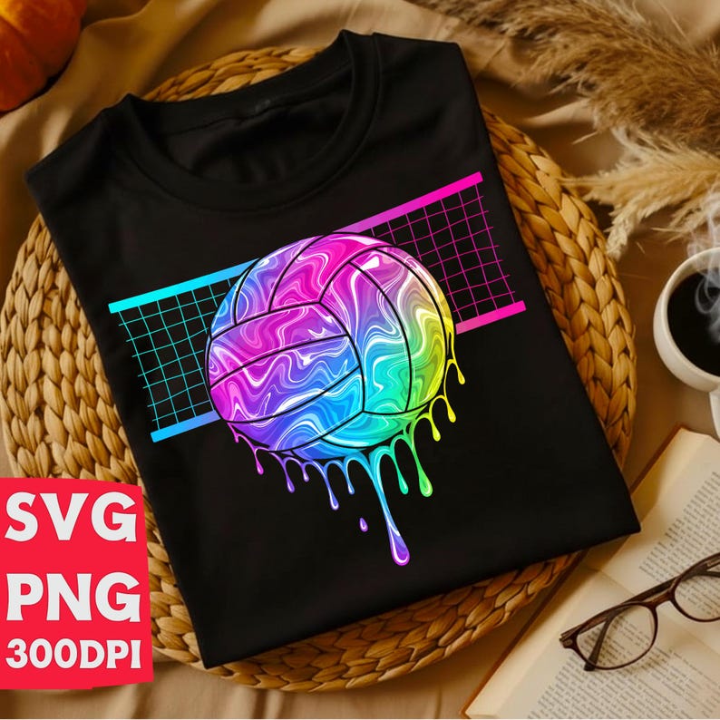 Dripping Rainbow Volleyball Svg | Psychedelic Png for Shirt | Trippy ...