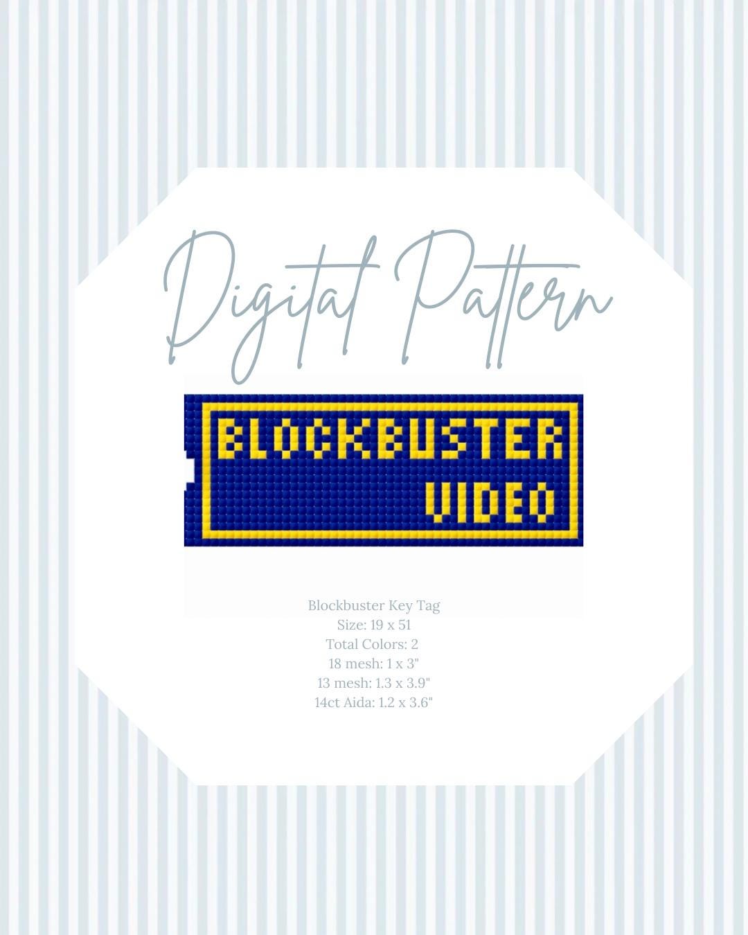 Blockbuster Keytag Needlepoint or Cross-stitch Digital Chart | Beginner ...