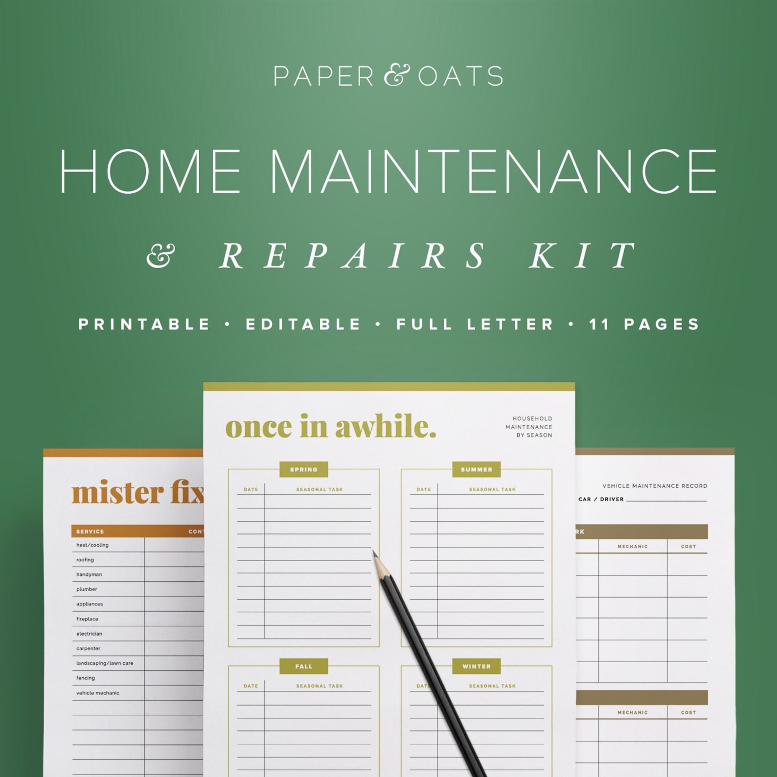 Home Maintenance Kit Household Binder Household Printable - Etsy