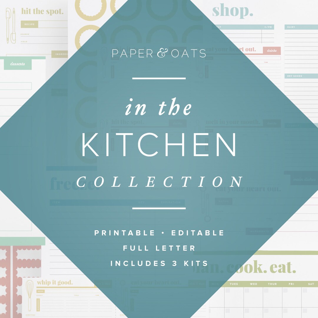 Kitchen Planner Pack of 3 Kits, Menu Planning, Recipe Box Cards, Pantry ...