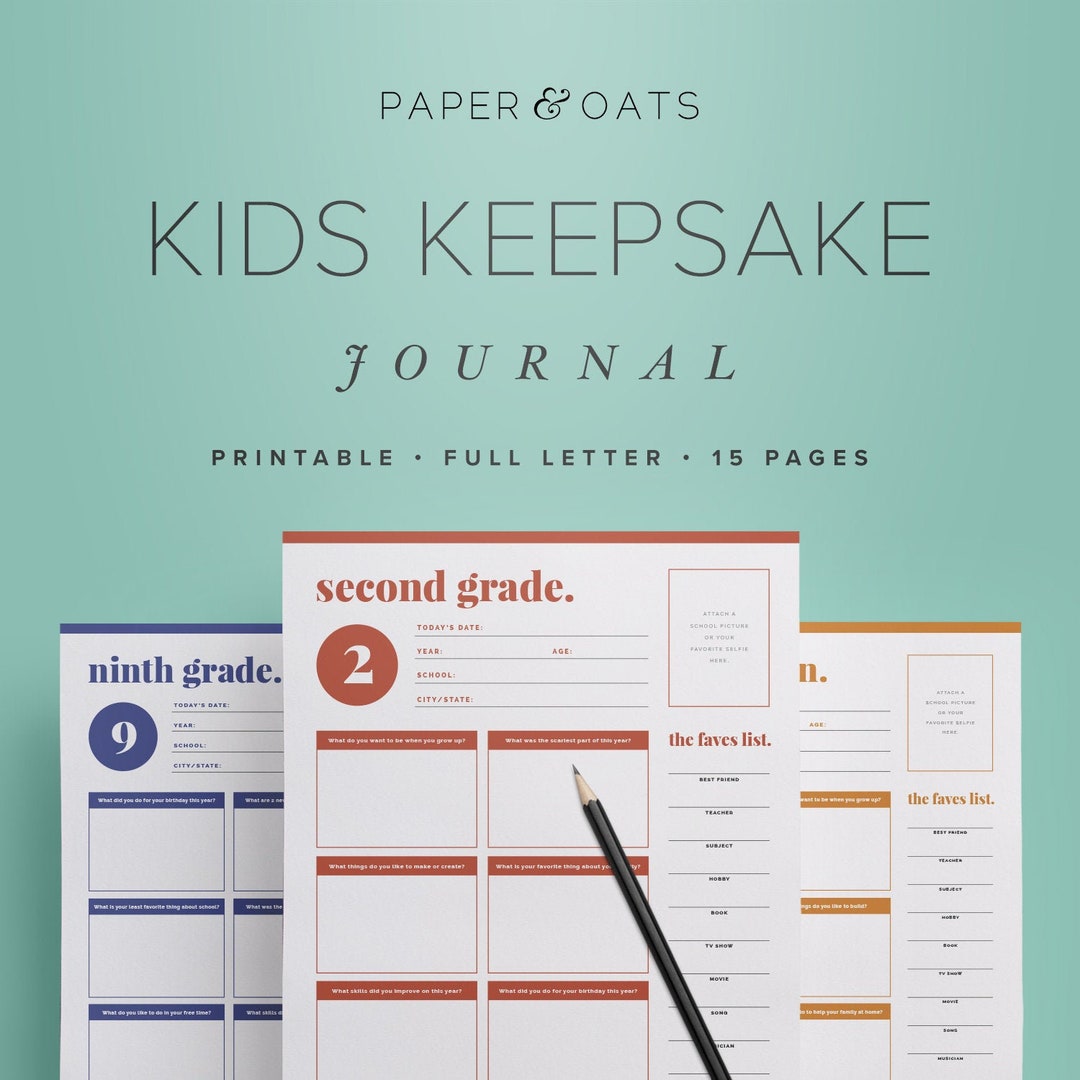 Kids Keepsake Journal: Printable Birthday Interview Questions (PDF ...