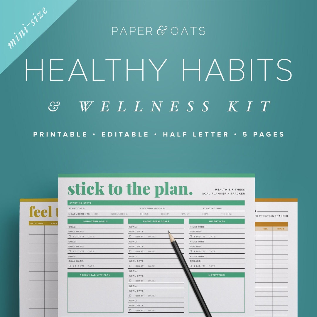 Mini Health Planner, Fitness Planner, Daily Habits Planner, Fitness ...