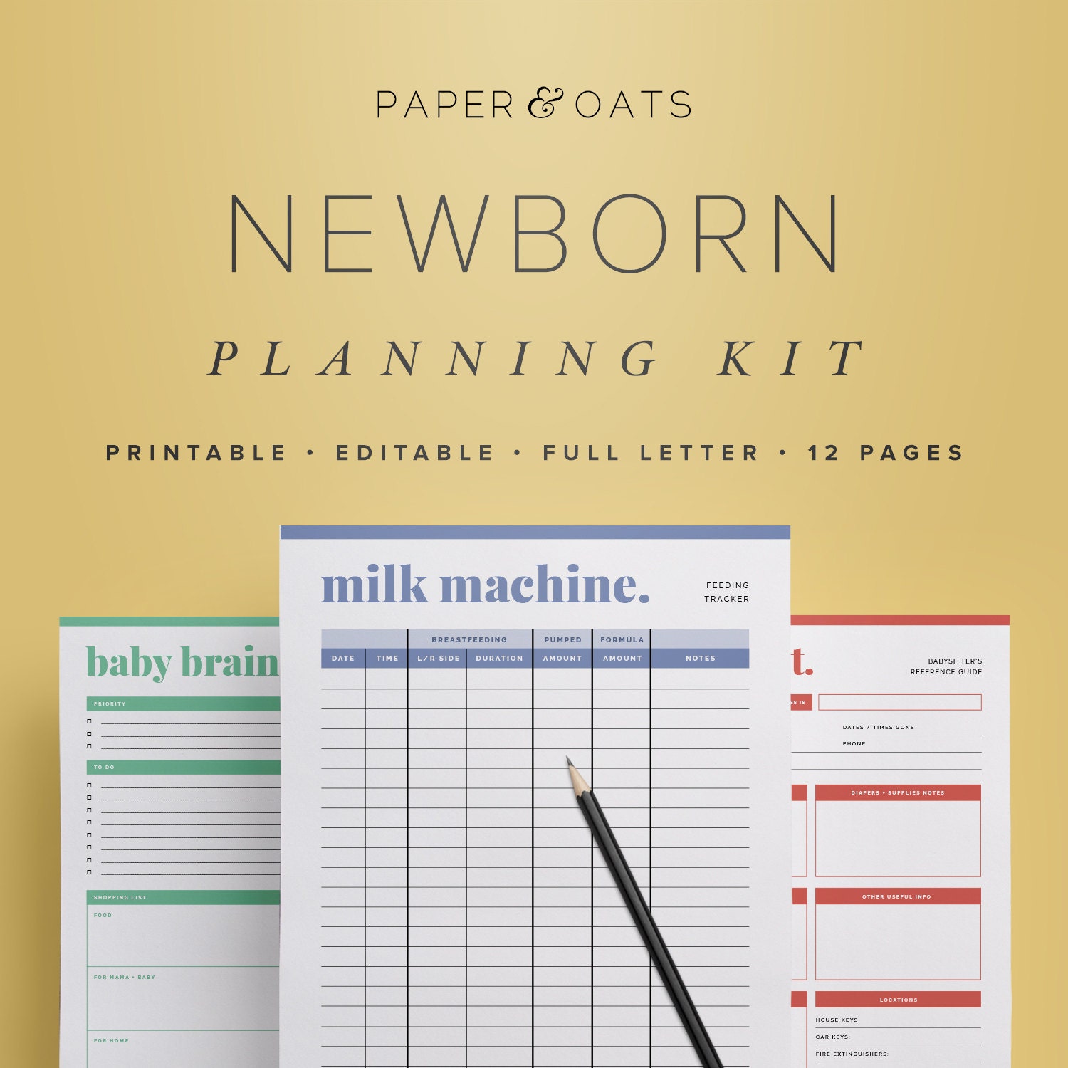 New Mom Planner Pack: Pregnancy Journal, Baby Memory Book (PDF ...