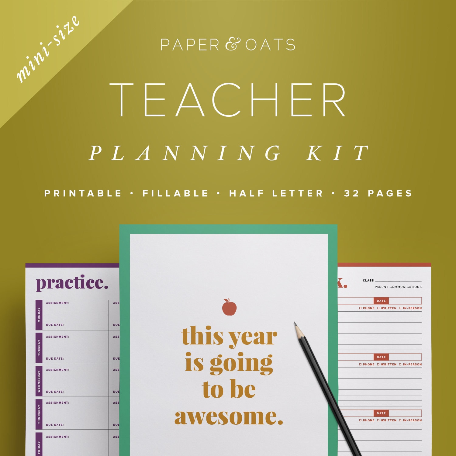 Mini Teacher Binder Teacher Planner PDF Lesson Planning | Etsy